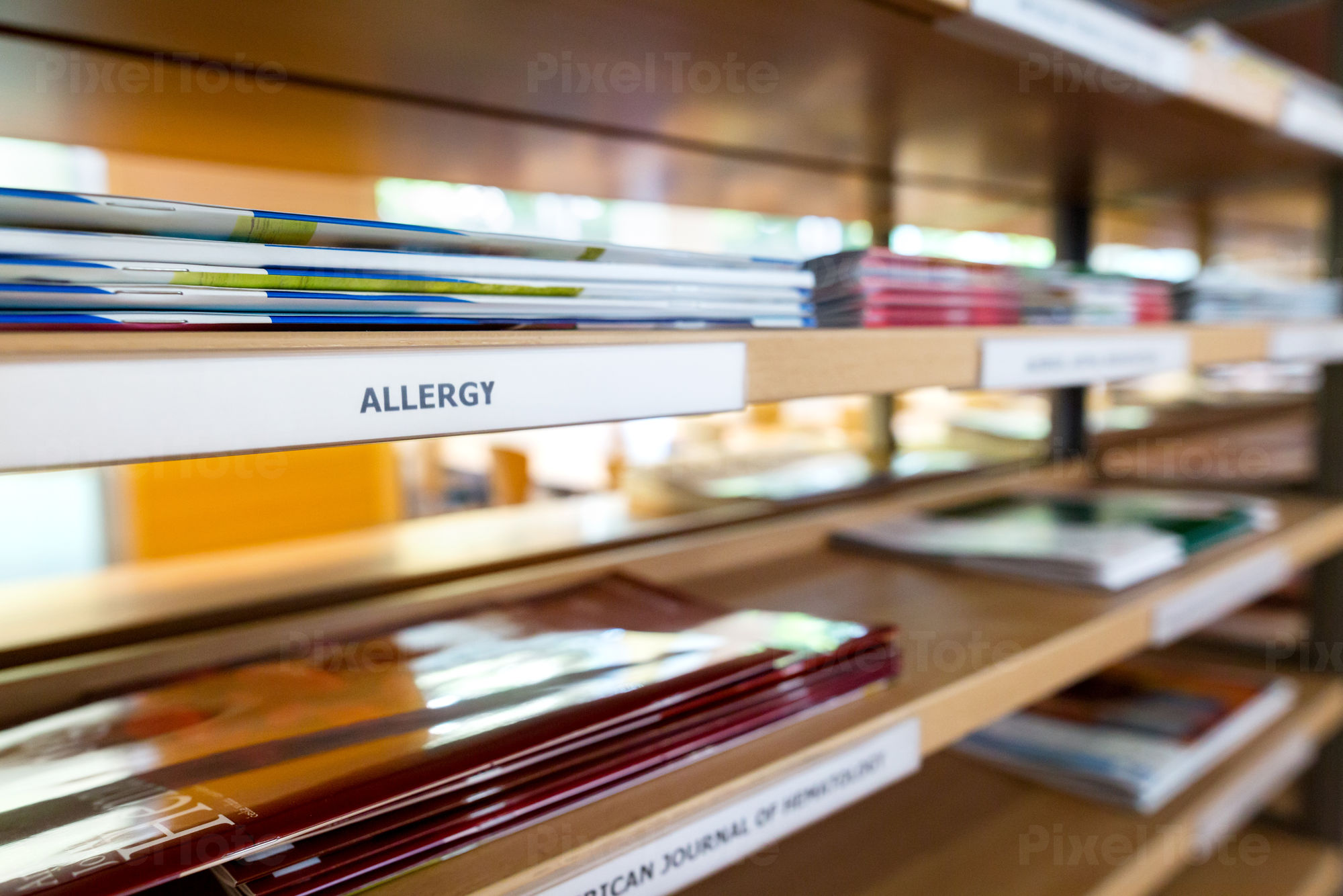 Library Shelves with Health and Stock Photo - PixelTote