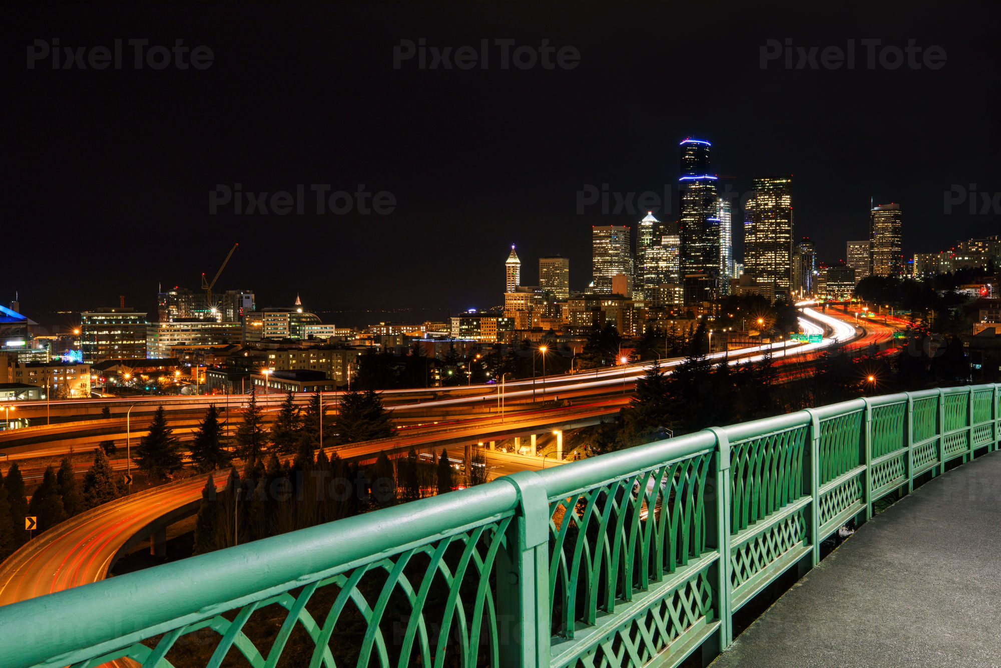 Night View of City Lights with Stock Photo - PixelTote