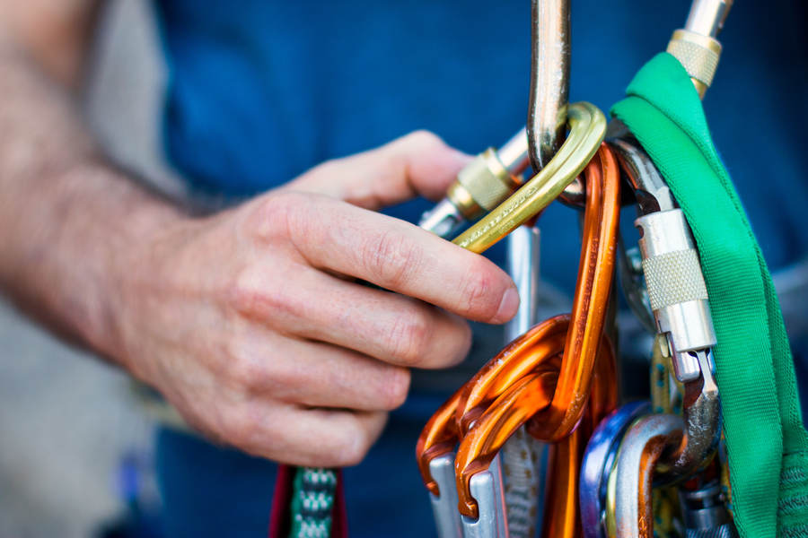 Rock Climber on a Rock Working on His Footwork Stock Photo - PixelTote