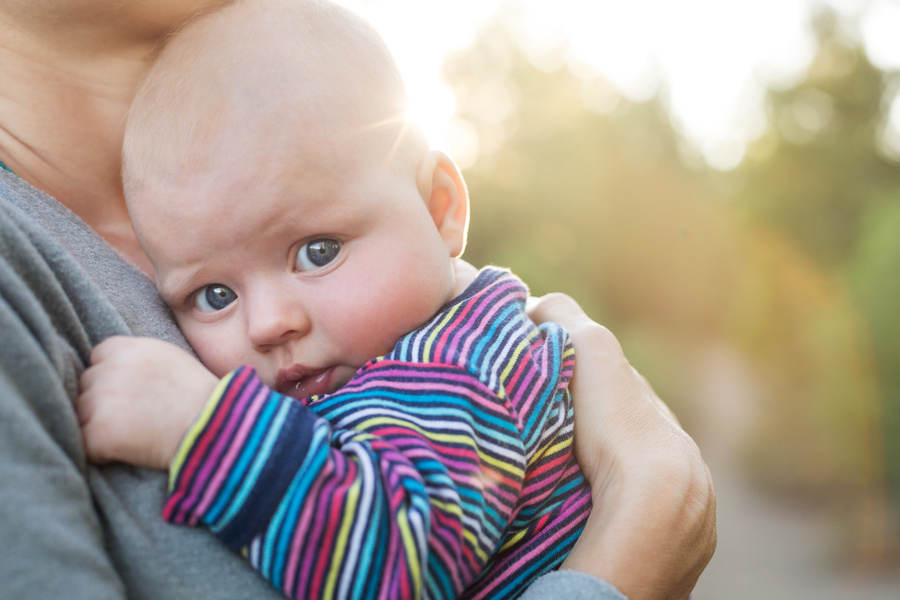 Baby Girl Snuggled up in Her Stock Photo - PixelTote